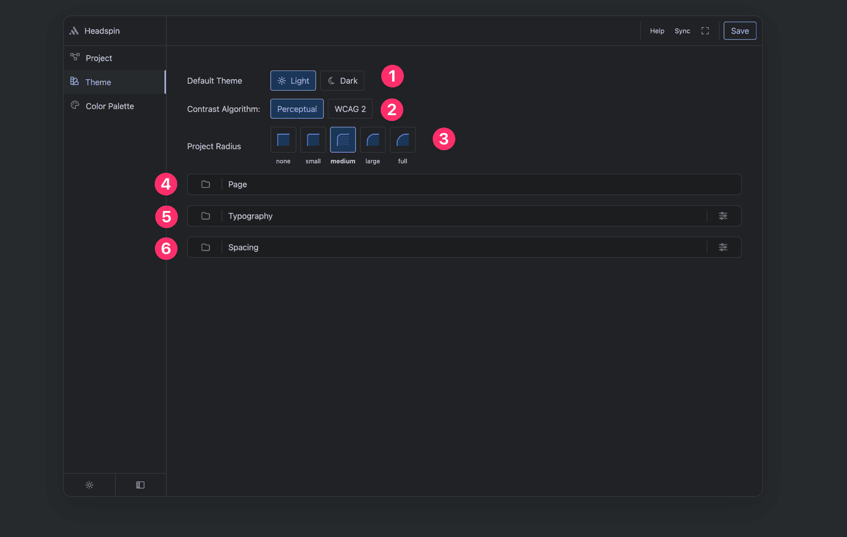 Theme panel overview – Headspin UI
